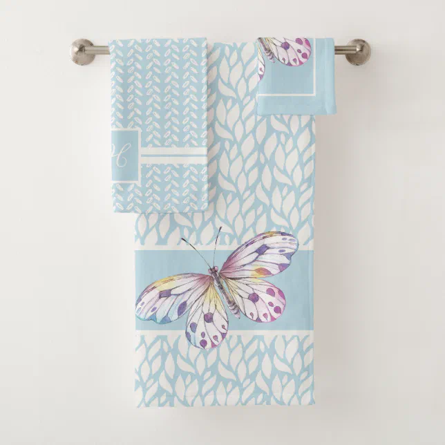 Watercolor Butterfly Blue Pattern Towel | Zazzle