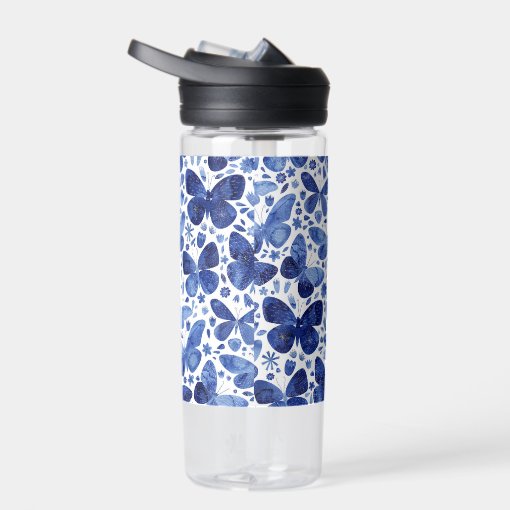 Watercolor Butterfly Blue Water Bottle | Zazzle