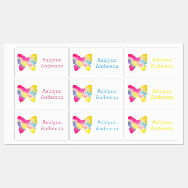 Watercolor Butterfly Kids' Labels | Zazzle