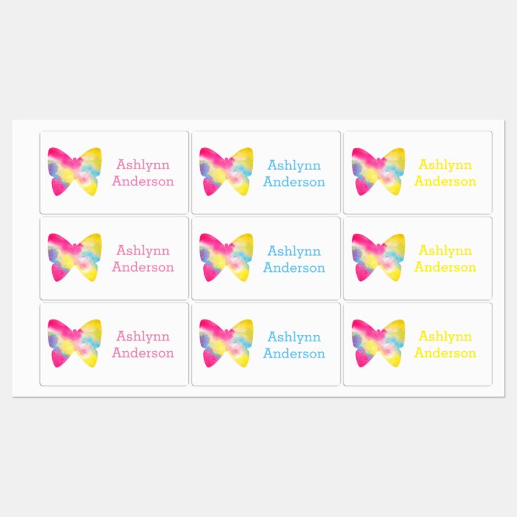 Watercolor Butterfly Kids' Labels | Zazzle