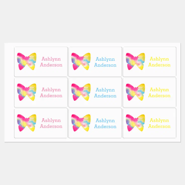 Watercolor Butterfly Kids' Labels | Zazzle