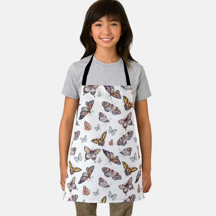 Watercolor Butterfly Pattern Apron | Zazzle