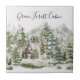 Watercolor Cabin in The Green Pine Forest Woodland Ceramic Tile | Zazzle