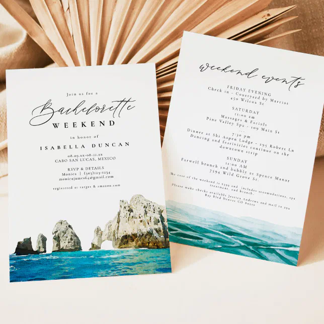 Watercolor Cabo San Lucas Mexico Tropical Beach Invitation | Zazzle