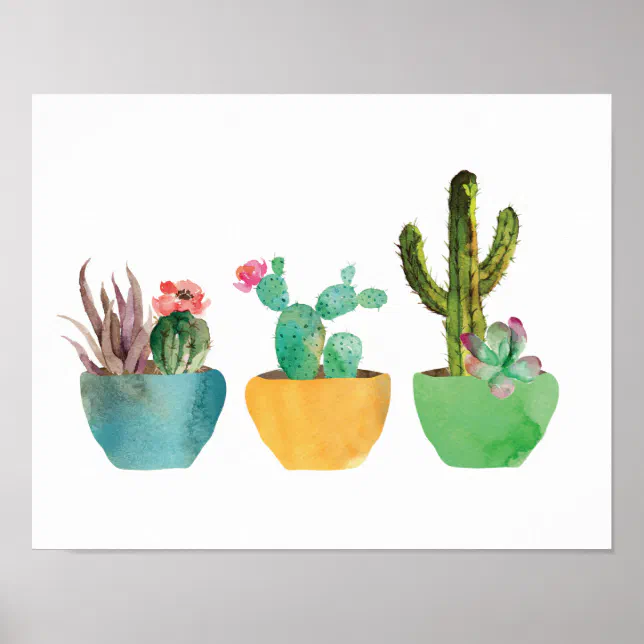 Watercolor Cactus and Succulent Print | Zazzle
