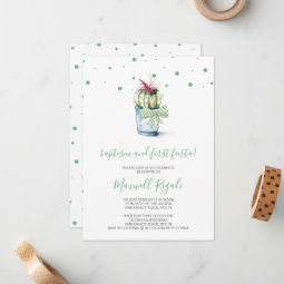 Watercolor Cactus Baptism and First Birthday Note Card | Zazzle