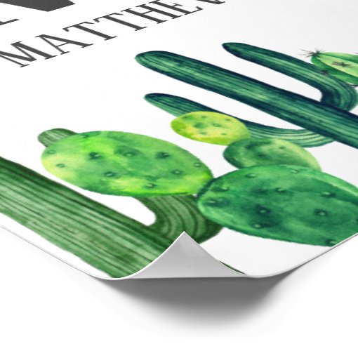 Watercolor cactus. Botanical monogram. Nursery Poster | Zazzle