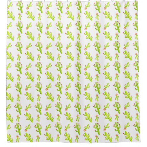 Watercolor Cactus Cacti Succulents Greenery Chic Shower Curtain Zazzle