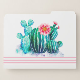 watercolor Cactus File Folder | Zazzle