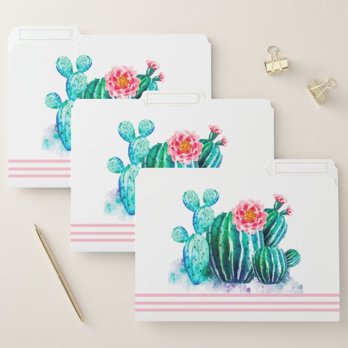watercolor Cactus File Folder | Zazzle