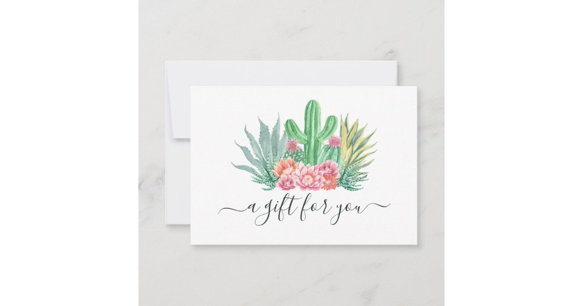 Watercolor Cactus Gift Certificate | Zazzle