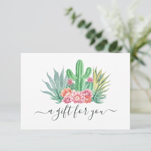 Watercolor Cactus Gift Certificate | Zazzle
