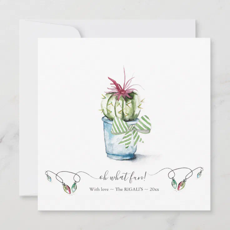 Watercolor Cactus Holiday Card | Zazzle