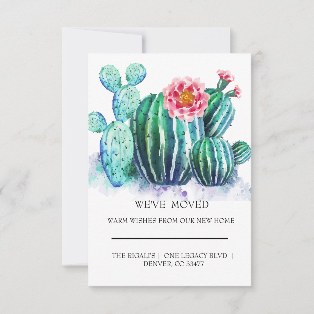 watercolor Cactus home moving | Zazzle
