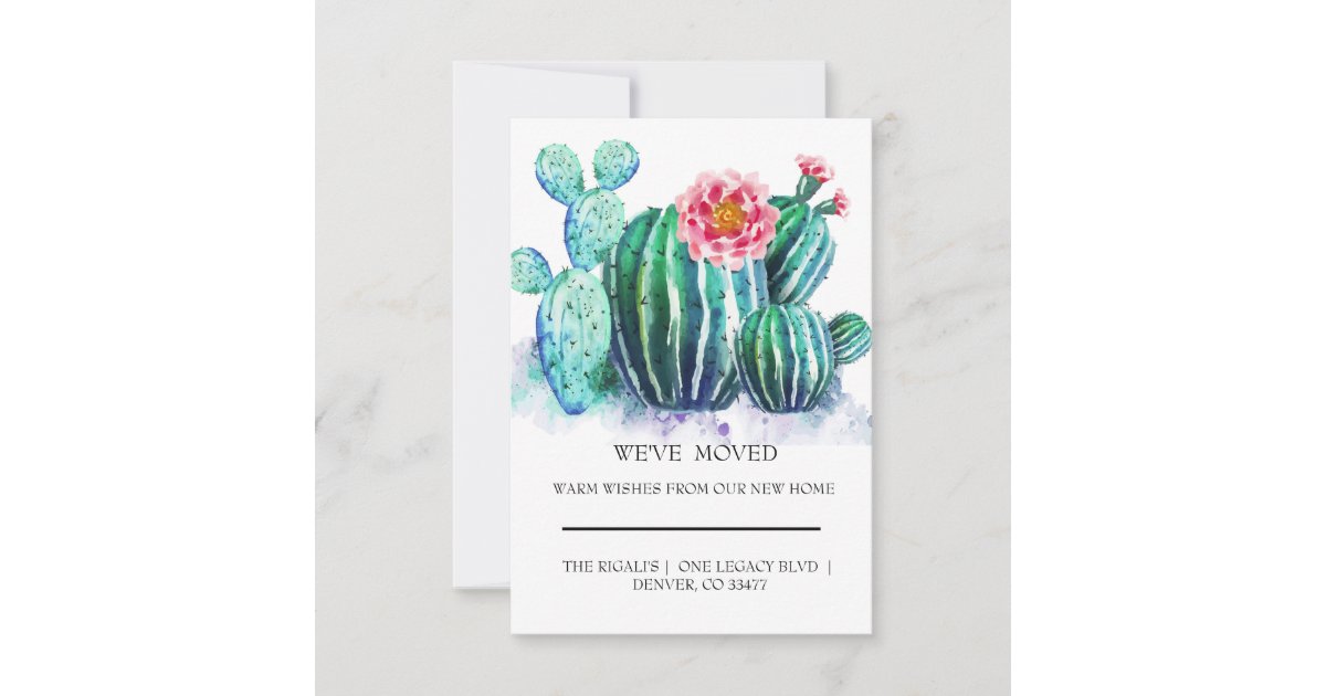 watercolor Cactus home moving | Zazzle