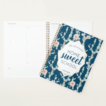 Watercolor Cactus Homeschool Teacher Student Planner | Zazzle