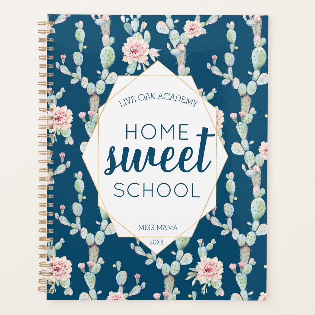 Watercolor Cactus Homeschool Teacher Student Planner | Zazzle