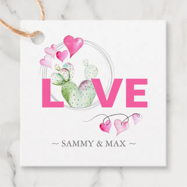 Watercolor Cactus Love Favor Tags | Zazzle