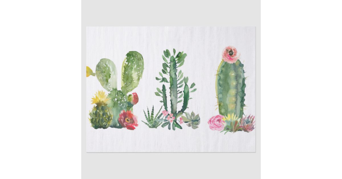 Watercolor Cactus Painting Tissue Paper | Zazzle