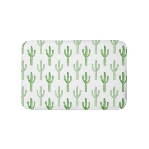 Watercolor Cactus Pattern Bath Mat | Zazzle