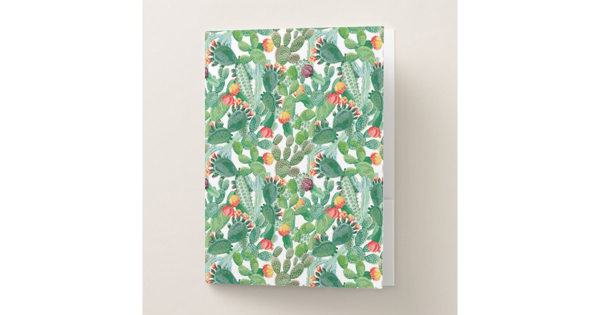 Watercolor Cactus Pattern Pocket Folder | Zazzle