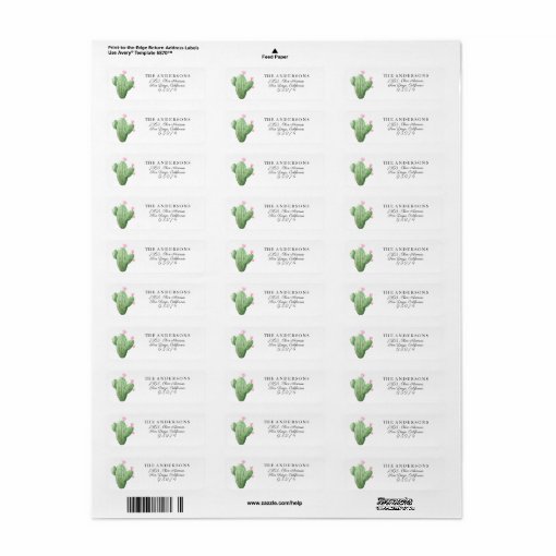 Watercolor Cactus Return Address Label Sticker | Zazzle