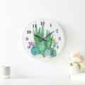 Watercolor , cactus , succulents large clock | Zazzle