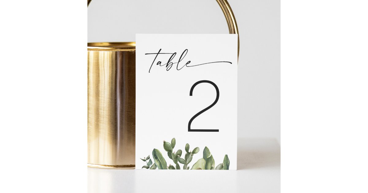 Watercolor Cactus Wedding | Elegant Modern Desert Table Number | Zazzle