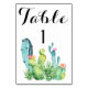 Watercolor Cactus Wedding Table Number Card | Zazzle