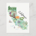 Watercolor California State Art Map Postcard | Zazzle