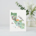 Watercolor California State Art Map Postcard | Zazzle