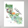 Watercolor California State Art Map Poster | Zazzle