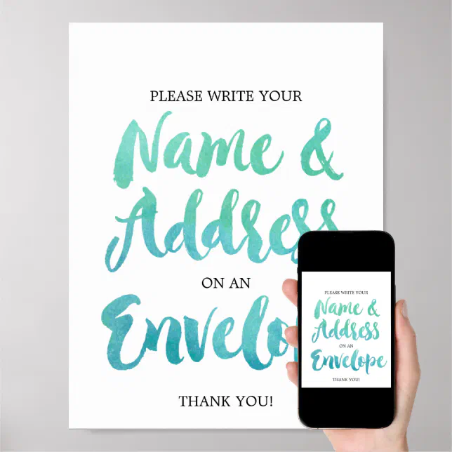 Watercolor Calligraphy Address An Envelope Sign | Zazzle