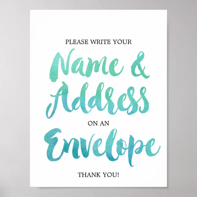 Watercolor Calligraphy Address An Envelope Sign | Zazzle
