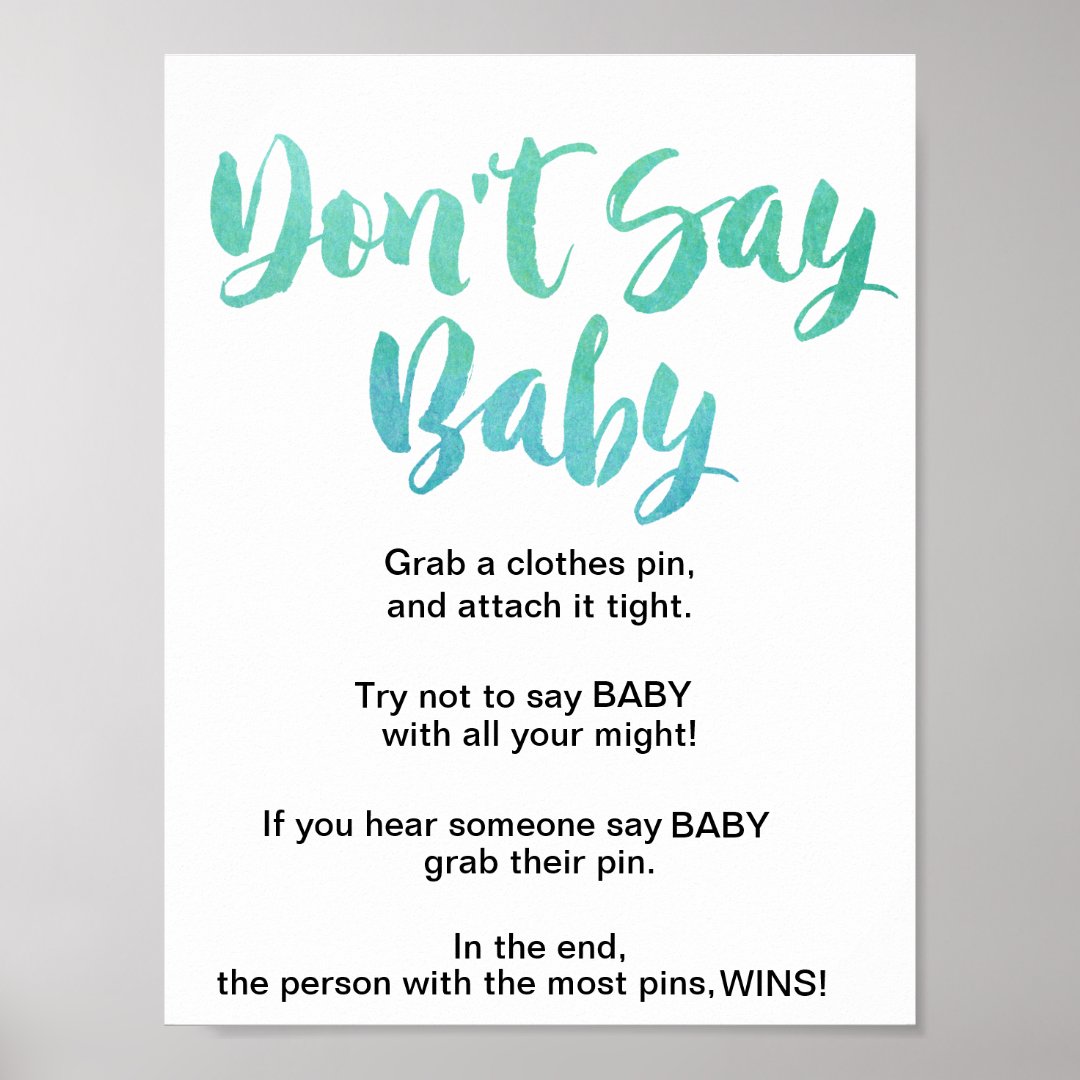 Watercolor Calligraphy Don't Say Baby Sign | Zazzle