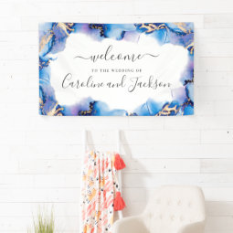 Watercolor Calligraphy Wedding Welcome Banner | Zazzle