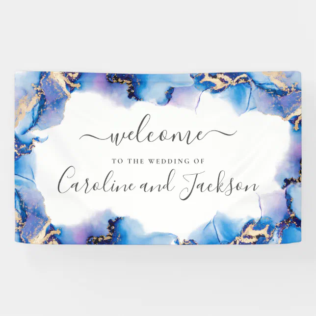 Watercolor Calligraphy Wedding Welcome Banner | Zazzle