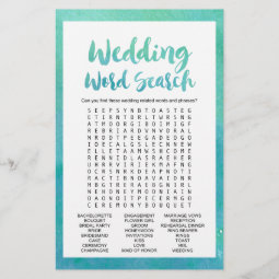 Watercolor Calligraphy "Wedding Word Search" Game | Zazzle