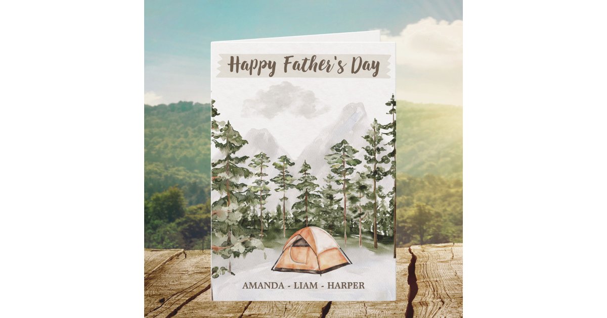 Watercolor Camping in Nature Father's Day Card | Zazzle