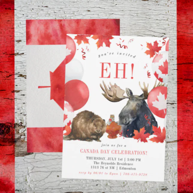 Watercolor Canada Day BBQ Summer Party Invitation | Zazzle