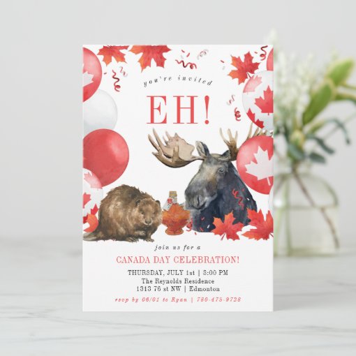 Watercolor Canada Day BBQ Summer Party Invitation | Zazzle
