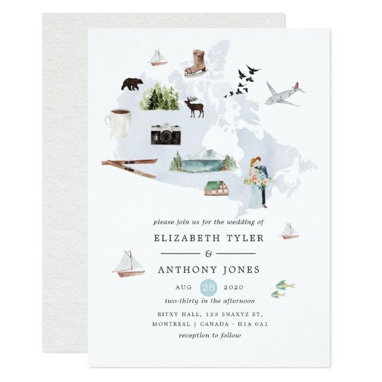 Watercolor Canada Destination Wedding Invitation | Zazzle.com