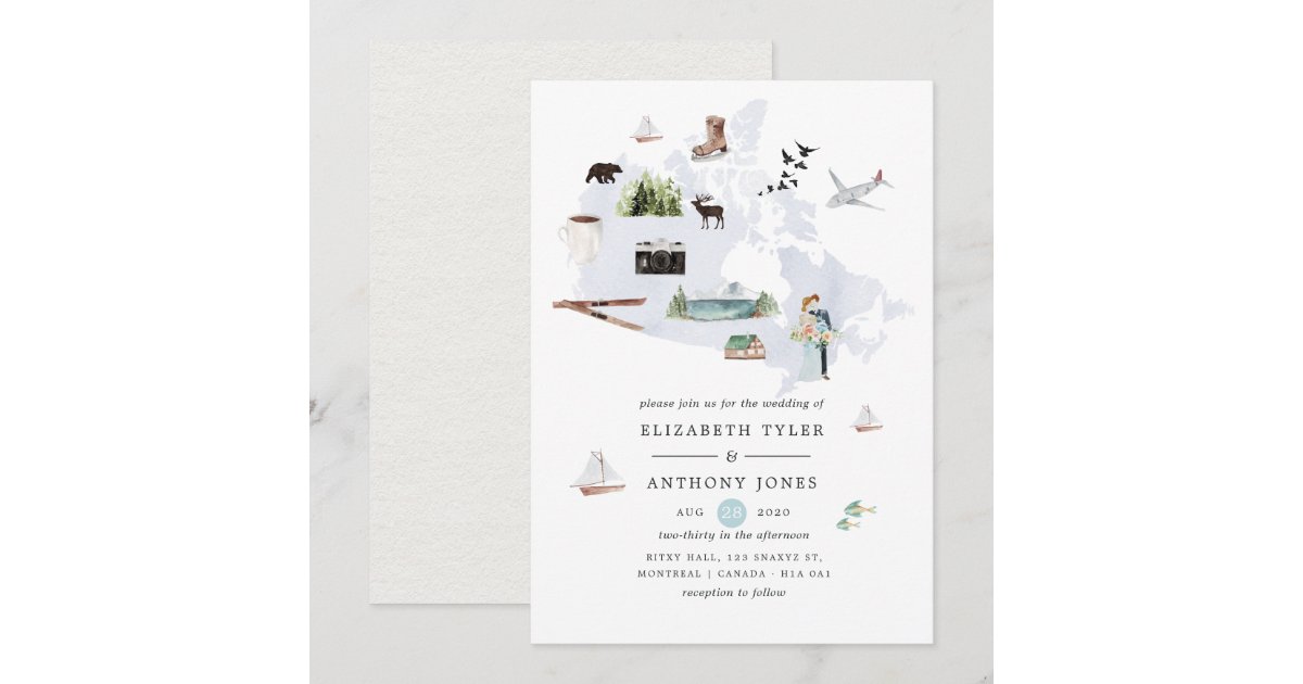 Watercolor Canada Destination Wedding Invitation | Zazzle