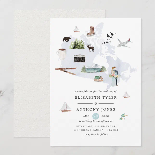 Watercolor Canada Destination Wedding Invitation | Zazzle