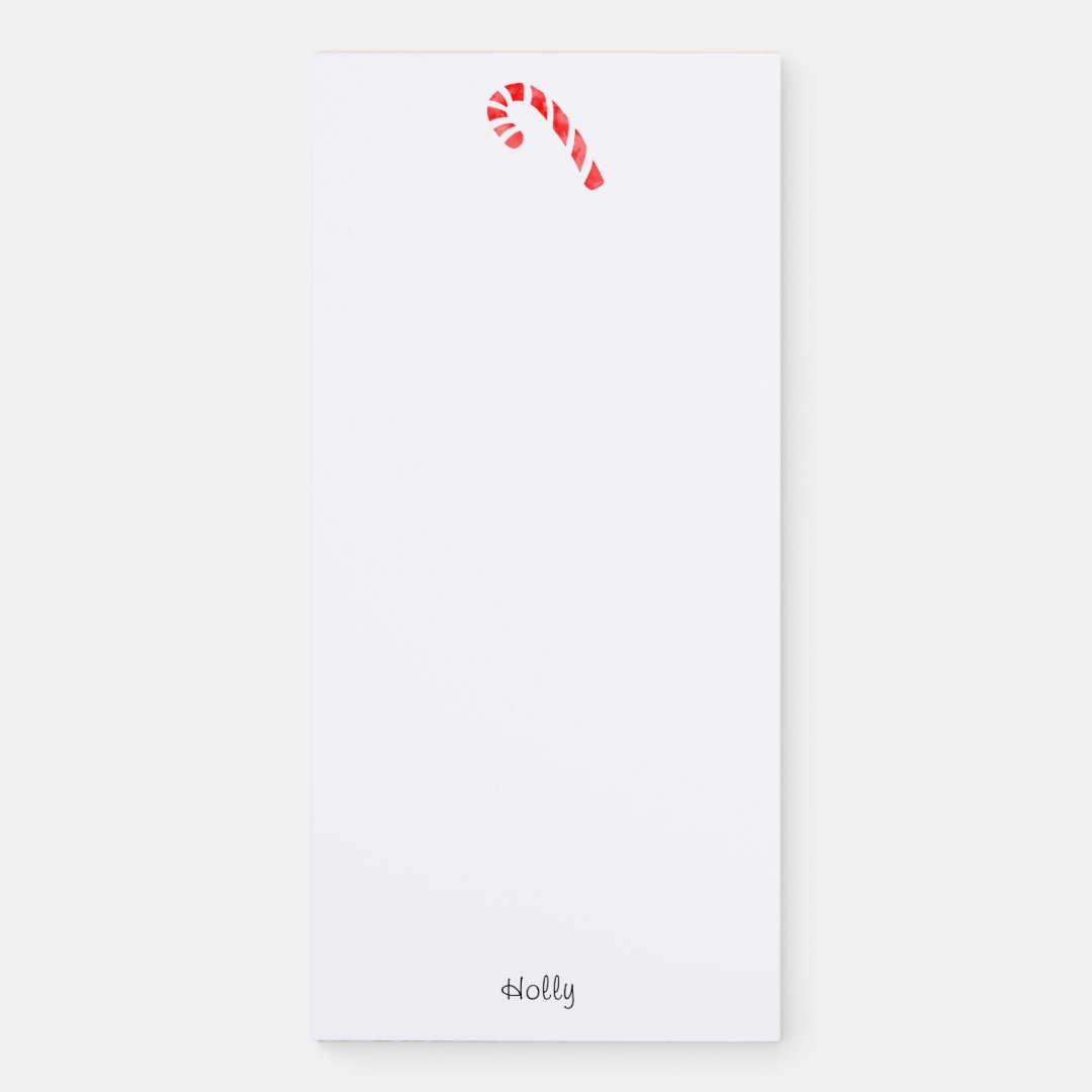 Watercolor Candy Cane Magnetic Notepad | Zazzle