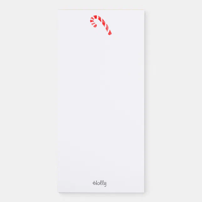 Watercolor Candy Cane Magnetic Notepad | Zazzle