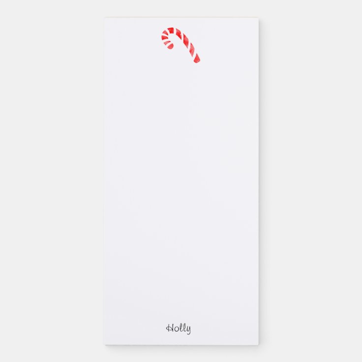 Watercolor Candy Cane Magnetic Notepad | Zazzle
