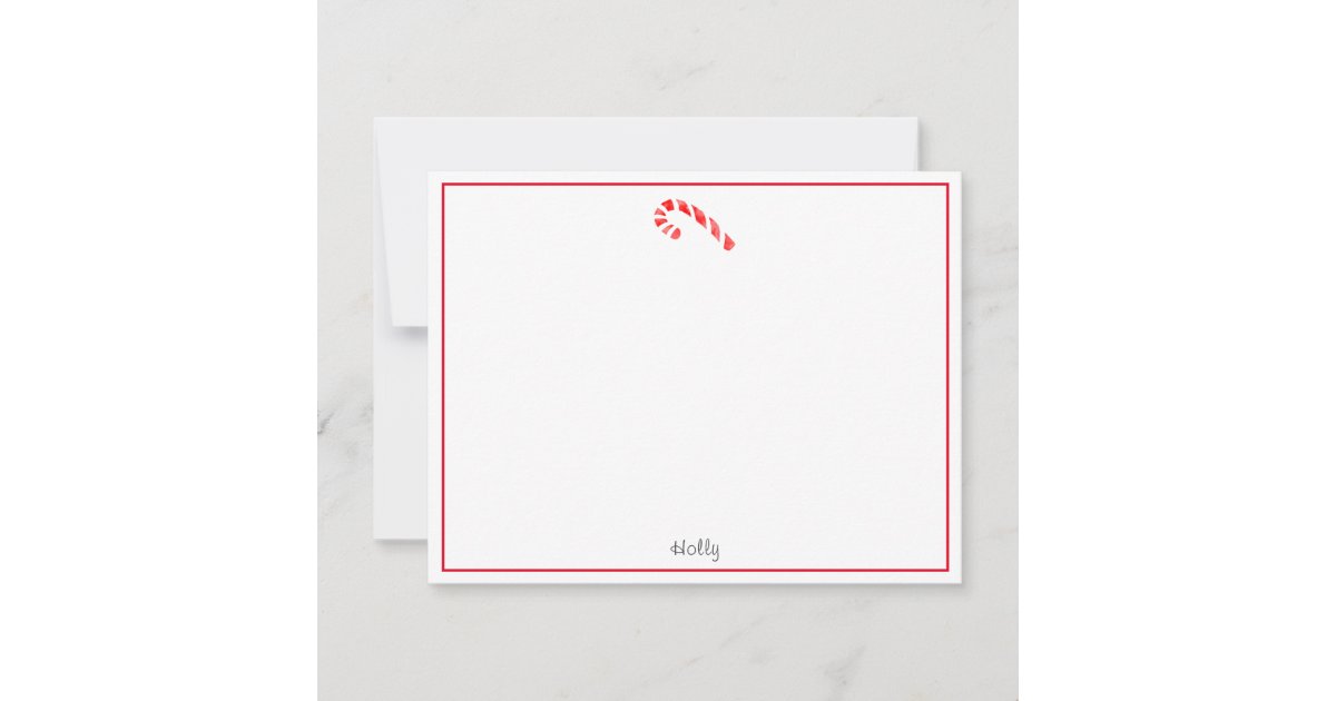 Watercolor Candy Cane Note Card | Zazzle
