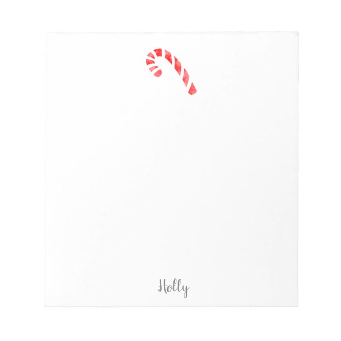 Watercolor Candy Cane Notepad | Zazzle.com