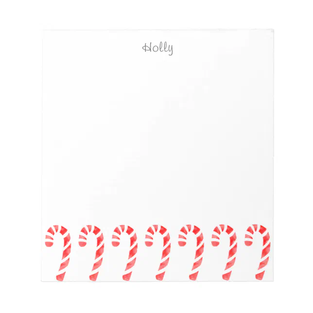 Watercolor Candy Canes Notepad | Zazzle